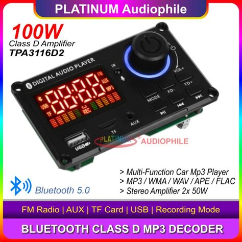 Jual Modul MP3 Bluetooth TPA3116 D2 Class D Amplifier 100W MP3 Lossless