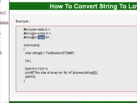 How To Convert String To Lower Case In C Youtube