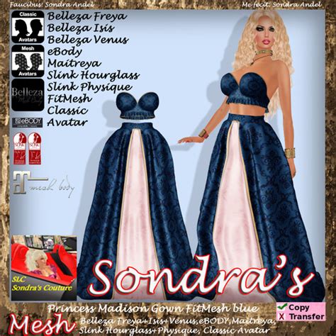 Second Life Marketplace Sondras Princess Madison Gown Fitmesh Blue