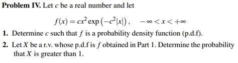 Solved Problem IV Let C Be A Real Number And Let Chegg Com