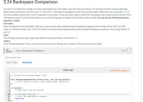 Solved 324 Backspace Comparison You Are To Compare Two