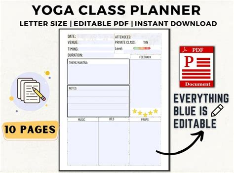 Yoga Teacher Class Planner Printable Bundle Fillable Yoga Sequencing