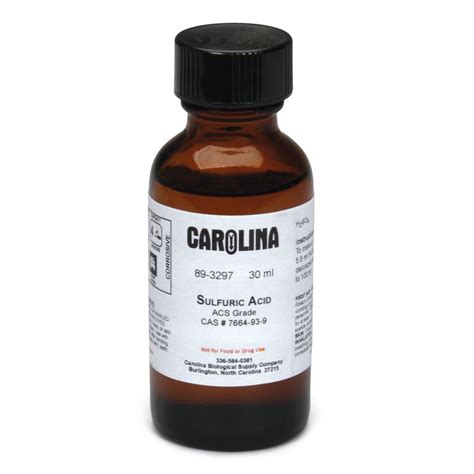 Sulfuric Acid 18 M 95 98 V V Glass Bottle Acs Grade 30 Ml