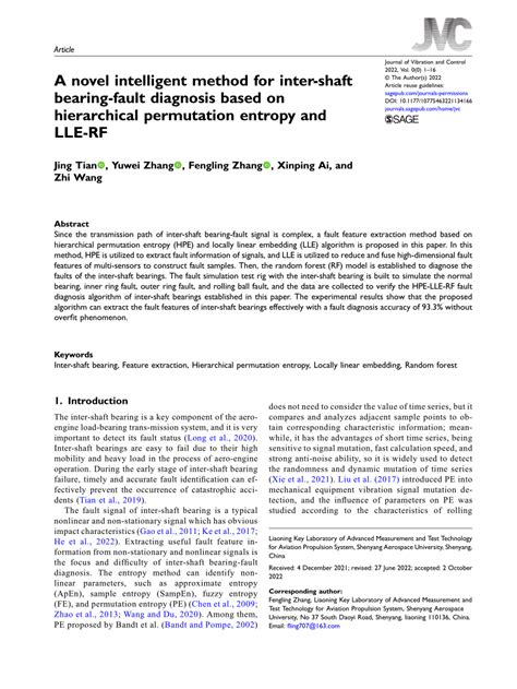 Pdf A Novel Intelligent Method For Inter Shaft Bearing Fault