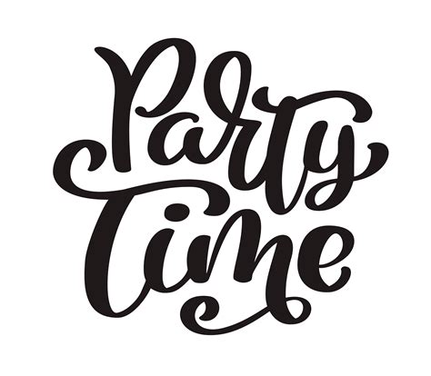 Hand Drawn Text Party Time Card Summer Lettering Ink Illustration
