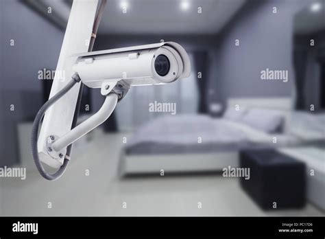 Cctv Camera Or Surveillance Operating With Bedroom Stock Photo Alamy