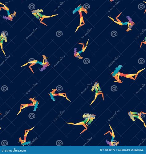Vector Abstract Seamless Pattern With Dancing Girls Stock Illustration Illustration Of Holiday