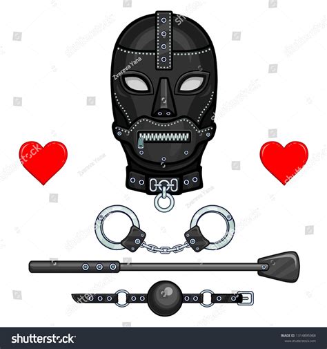 Animation Leather Mask Adults Set Erotic Stock Vector Royalty Free