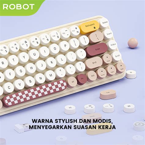 Jual Robot Keyboard Dan Mouse Set Wireless 2 4g Keyboard Combo Design Unik Lucu Colorful Tipe