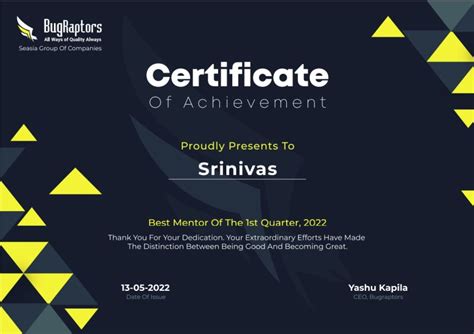 Srinivas Vegisetti On Linkedin Award Bugraptors Certification