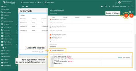 Entities Table Widget Thingsboard Professional Edition