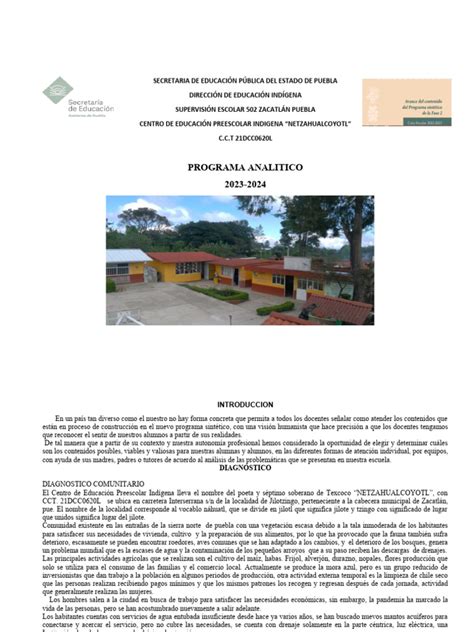Programa Educativo Indígena Netzahualcóyotl Pdf Aprendizaje