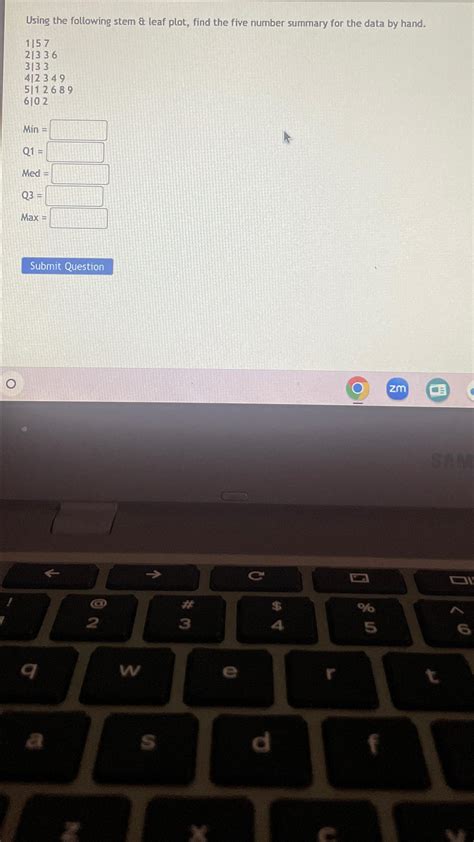 Solved Using The Following Stem And Leaf Plot Find The Five