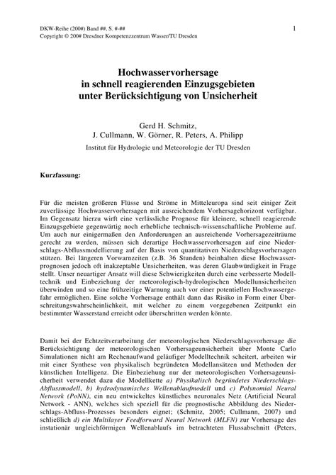 Pdf Flood Forecasting In Fast Responding Catchments