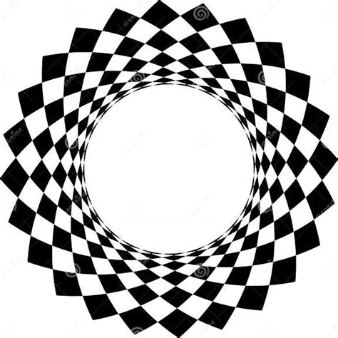 Black And White Checkered Pattern Round Shaped Design Stock