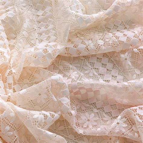 Nude Pink Flower Embroidery Hollow Embroidery Lace Fabric For Birthday Party Decor Wedding Veil