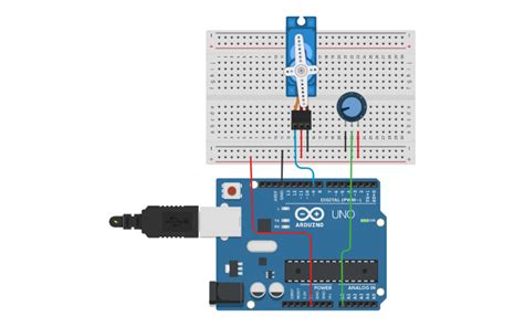 Circuit Design Servo Potenciometro Tinkercad