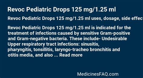 Revoc Pediatric Drops 125 Mg125 Ml Uses Dosage Side Effects Faq Medicinesfaq