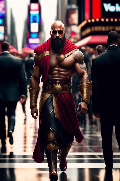 Lexica Kratos Walking Walking Among People In Time Square Highly