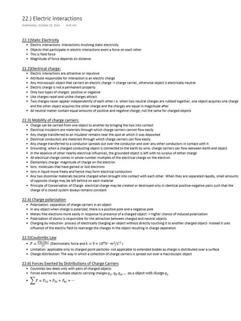 Ch22 Notes Pdf Electric Charge Electricity