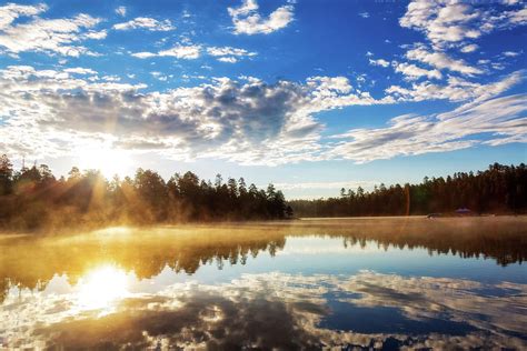 Sunrise Over Misty Lake In Payson Arizona Photograph By Susan Schmitz