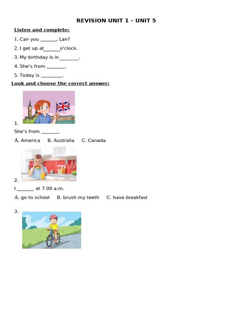 Revision Unit 1 Unit 5 Pdf