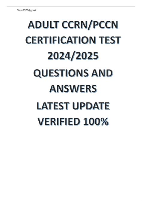 Adult Ccrnpccn Certification Test 20242025 Questions And Answers