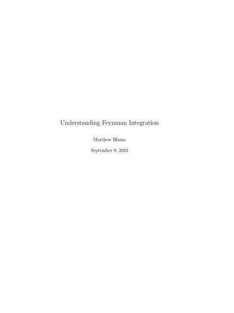 Feynman Integration Handout 3 Pdf Integral Derivative
