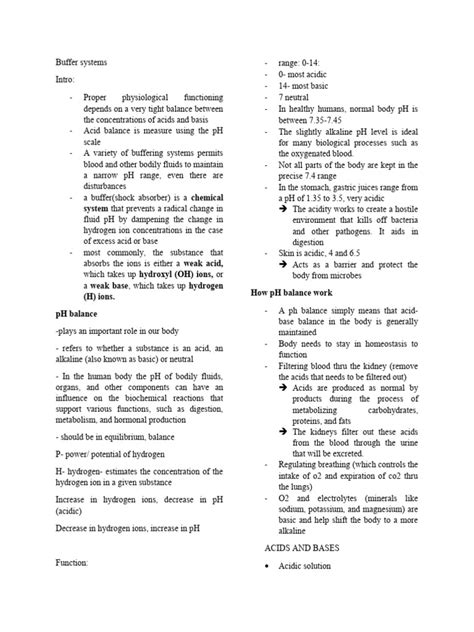Buffer Systems Biochem Lab Pdf Ph Acid