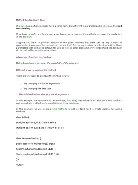 Method Overloading In Java A Guide To Increasing Readability Through Polymorphism Pdf