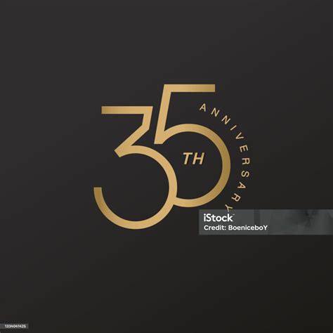 우아한 숫자 샤이니 골드 디자인과 35주년 기념 기념 로고타입 기념일에 대한 스톡 벡터 아트 및 기타 이미지 기념일 35