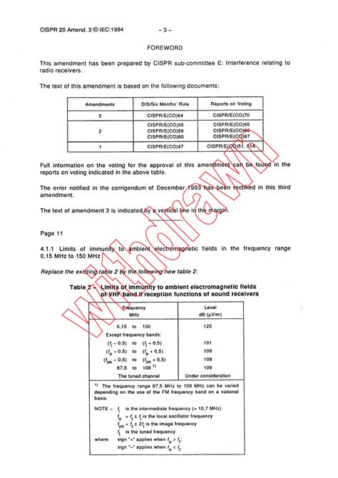 Cispr 20 1990 Amd3 1994 Amendment 3 Limits And Methods Of