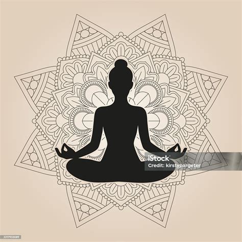 국제 요가의 날 배경 만다라 디자인에 요가 포즈를 취한 여성과 함께 International Yoga Day에 대한 스톡 벡터 아트 및 기타 이미지