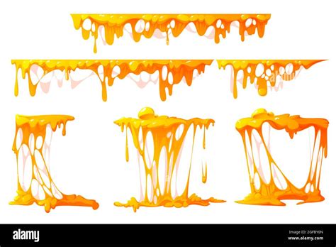 Melted Cheese Pieces Isolated On White Background Stock Vector Image