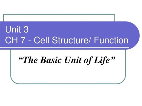 Ppt Unit 3 Ch 7 Cell Structure Function Powerpoint Presentation