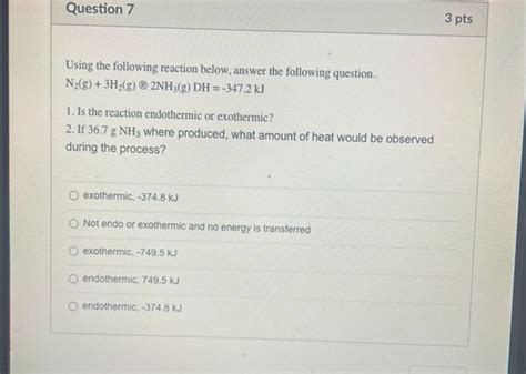 Question 7 3 Pts Using The Following Reaction StudyX