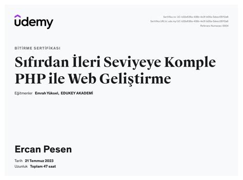 Ercan Pesen On Linkedin Udemy Course Completion Certificate