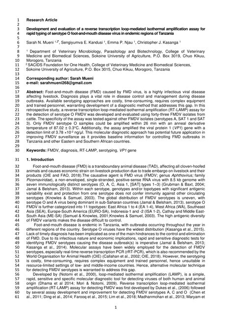 Pdf Development And Evaluation Of A Reverse Transcription Loop