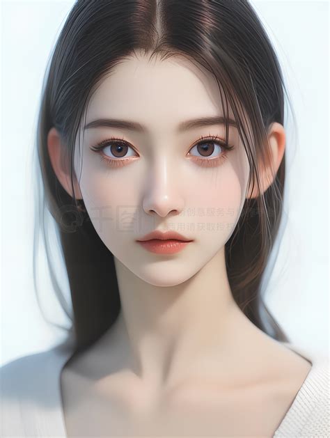 3dai数字艺术 一个漂亮的女孩温柔地看着镜头3d渲染 Ai立体元素免费下载png格式2784像素编号70193417 千图网