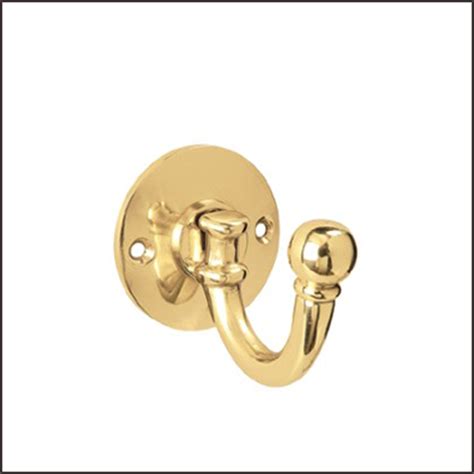 Shaped Backplate Double Robe Hook Brass Denz Enterprises