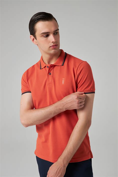 Twn Slim Fit Turuncu Düz Örgü Pamuklu Logo Baskılı T Shirt