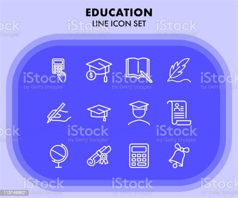 教育線圖示集向量圖形及更多一組物體圖片 一組物體 俄羅斯 儲蓄 Istock