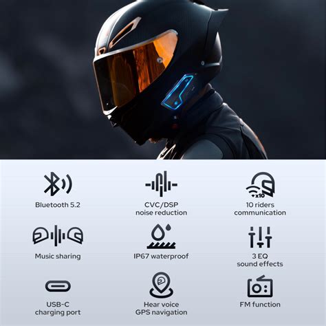 Gearelec Gx10 Motorcycle Helmet Intercom Headset For 10 Riders 2000m