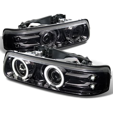 AKKON LED Halo Ring Projector Headlights Pair For 99 02 Chevy