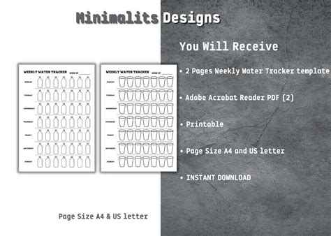 Weekly Water Tracker Water Log Printable Water Tracker Etsy