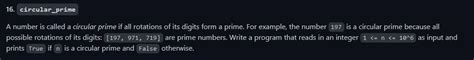 Solved 16 Circularprime A Number Is Called A Circular