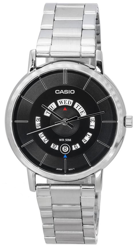 Reloj Casio Analógico Estándar De Acero Inoxidable Con Esfera Negra De Cuarzo Mtp B135d 1a