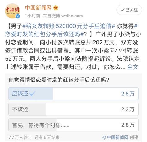 向前女友追讨520000元转账，法院判了
