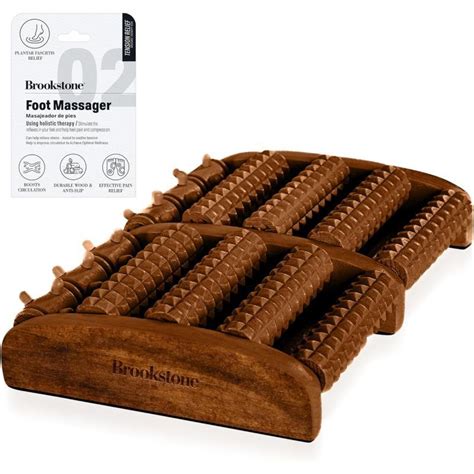 Brookstone Wood Foot Massager Wooden Massage Roller To Stimulate Foot Reflexes Relieve Stress
