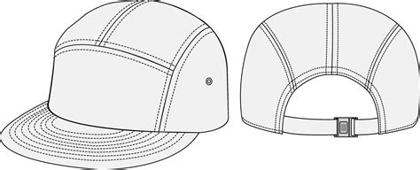 Blank 5 Panel Hat Vector Illustration Fashion Flat Cap Template Front Back View 42105800 Vector